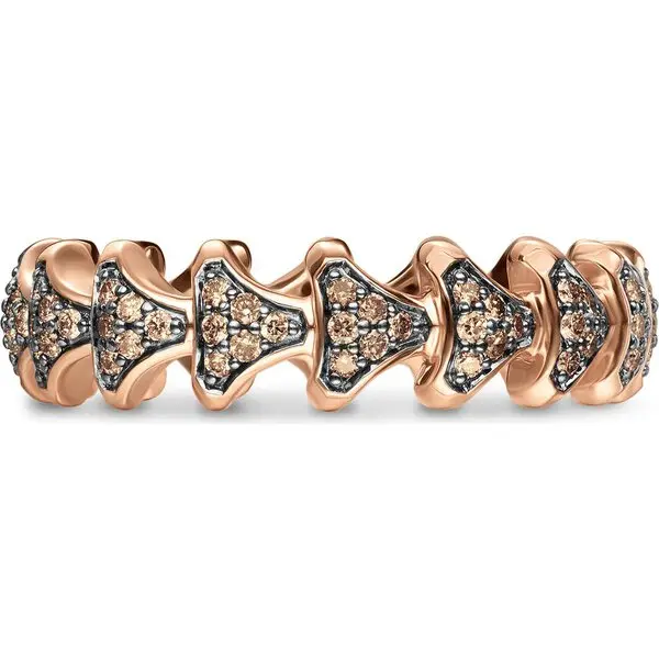 David Yurman Armory Band Ring In Titanium - Cognac Diamond