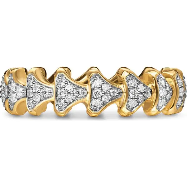 David Yurman Armory Band Ring In Titanium - Diamond/gold