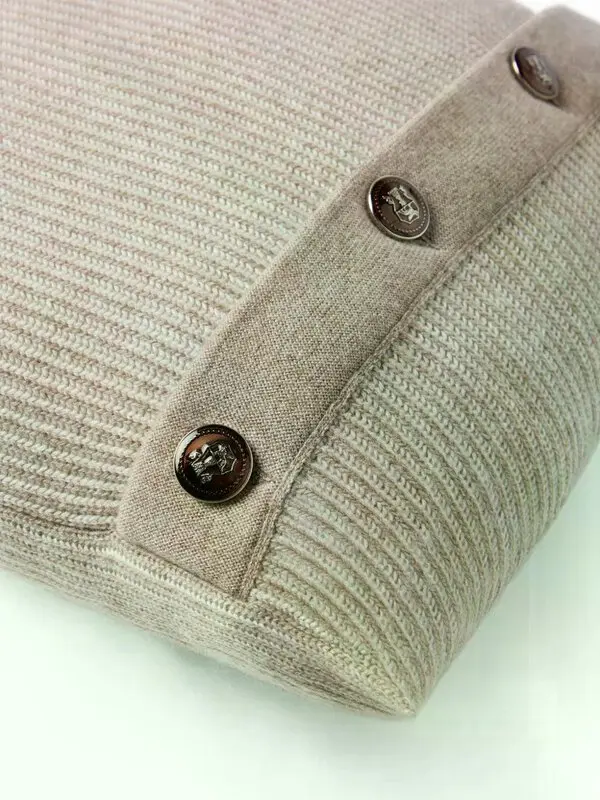 Brunello Cucinelli Ribbed Buttoned Cushion - Neutrals