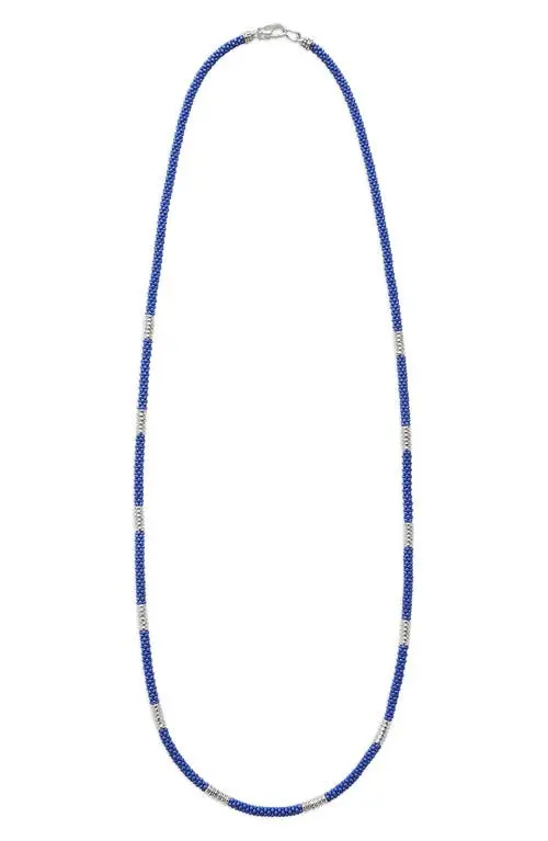 Lagos Silver Station Matte Caviar Beaded Ceramic Necklace - Blue