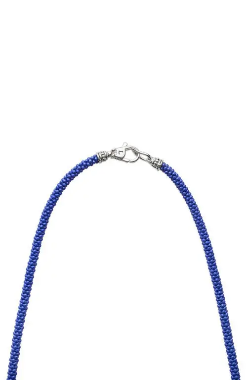 Lagos Silver Station Matte Caviar Beaded Ceramic Necklace - Blue