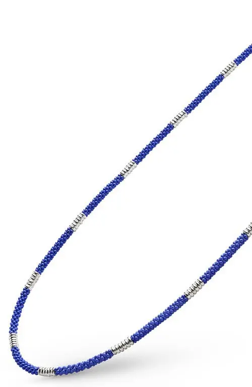Lagos Silver Station Matte Caviar Beaded Ceramic Necklace - Blue
