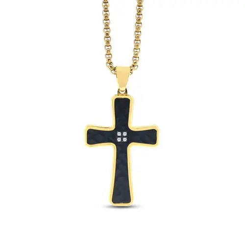 ANNA ZUCKERMAN Argyle Cross Necklace - Black