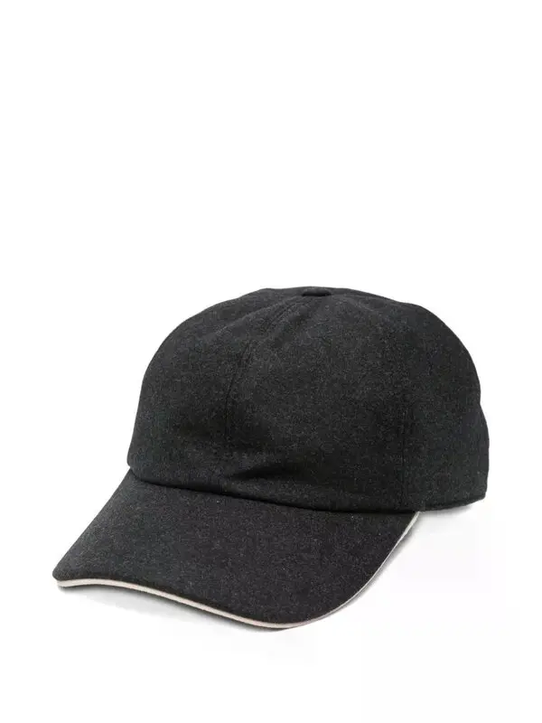 Eleventy Curved-peak Wool-blend Baseball Cap - Black