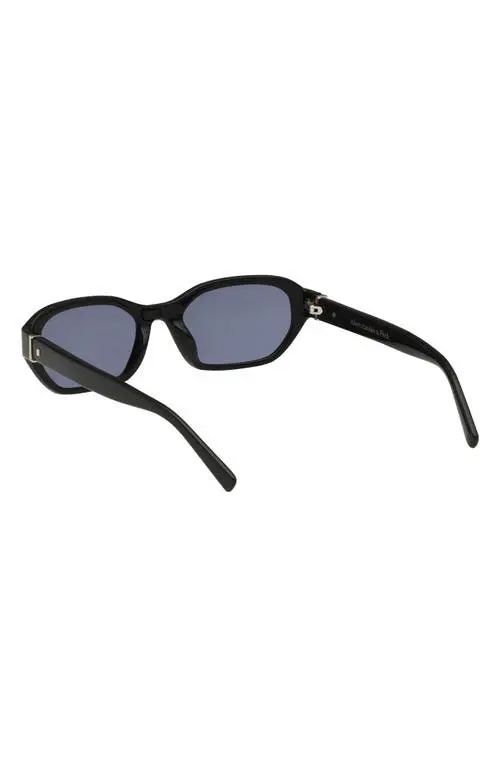 Abercrombie 52mm Oval Sunglasses - Shiny Black /smoke Lens