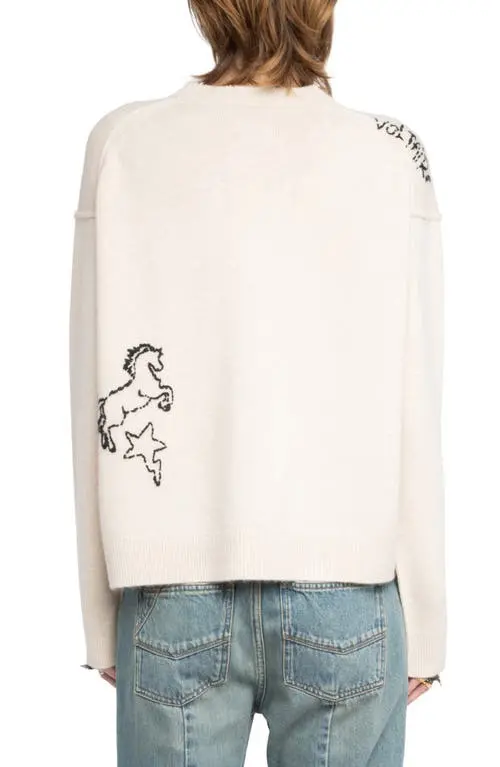 Zadig&Voltaire Markus Heart Cashmere Sweater - Ecru