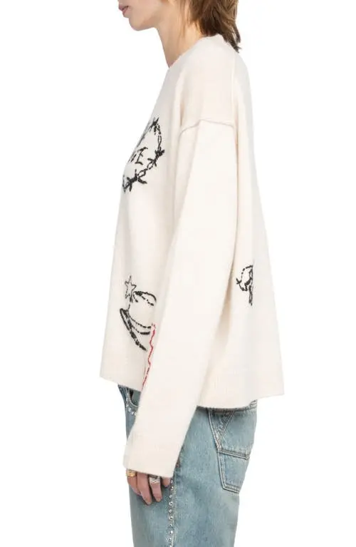 Zadig&Voltaire Markus Heart Cashmere Sweater - Ecru
