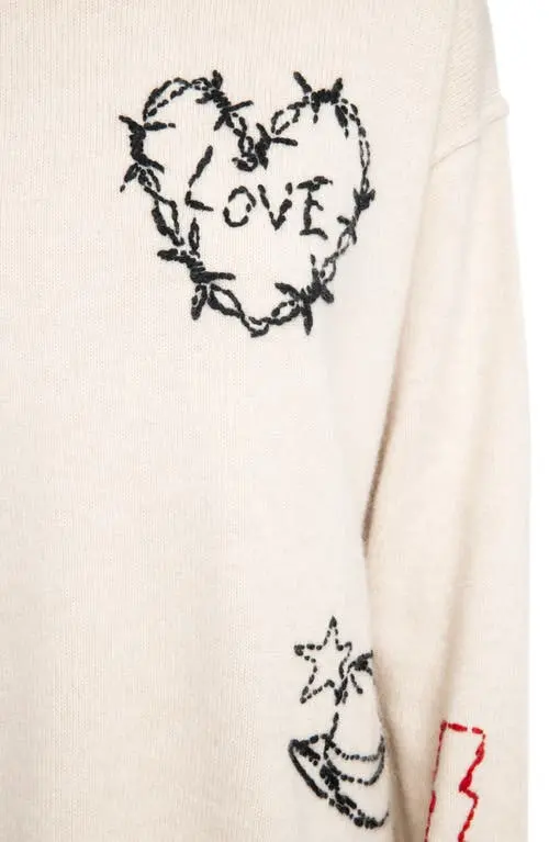 Zadig&Voltaire Markus Heart Cashmere Sweater - Ecru
