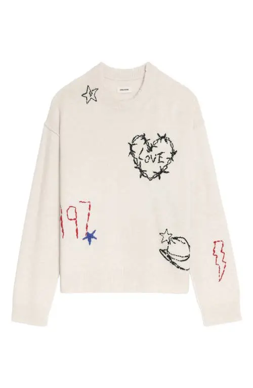 Zadig&Voltaire Markus Heart Cashmere Sweater - Ecru