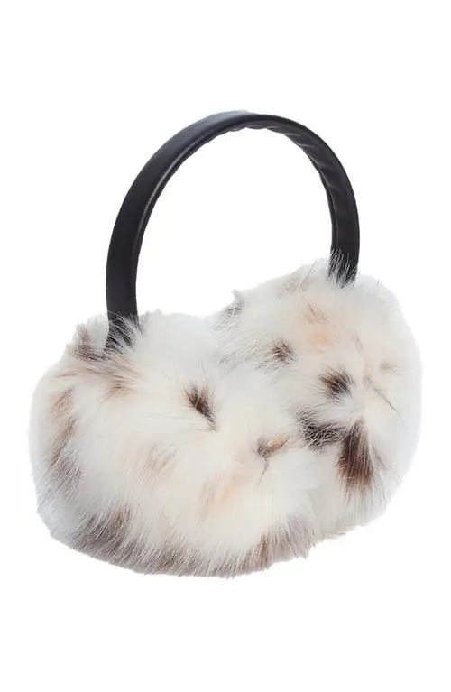 Apparis Esme Leopard Faux Fur Earmuffs - Blanc Multi