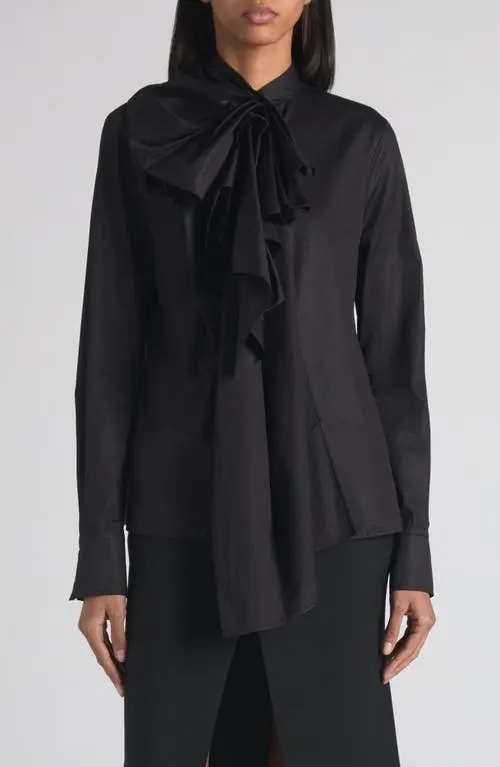 Alexander McQueen Ruffle Bow Cotton Shirt