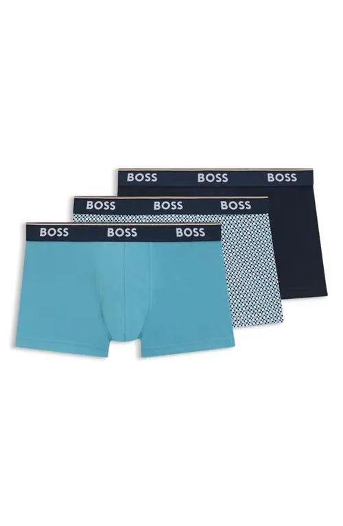 BOSS Assorted 3-pack Power Stretch Cotton Trunks - Blue Multi