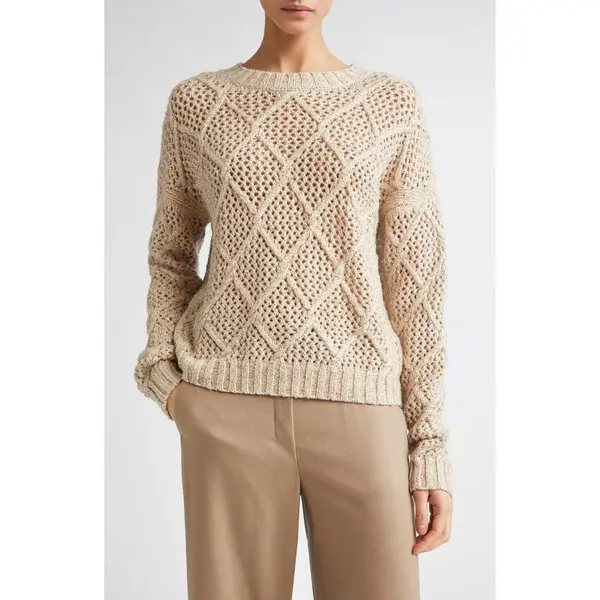 Max Mara Ellade Diamond Wool & Cashmere Crewneck Sweater