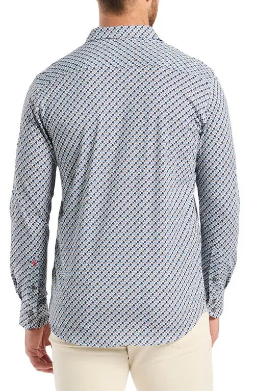 Robert Graham Cooper Geo Stretch Cotton Button-up Shirt
