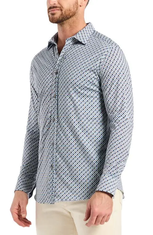 Robert Graham Cooper Geo Stretch Cotton Button-up Shirt