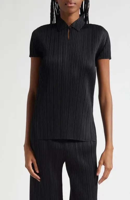 Issey Miyake Monthly Colors August Pleated Polo - Black