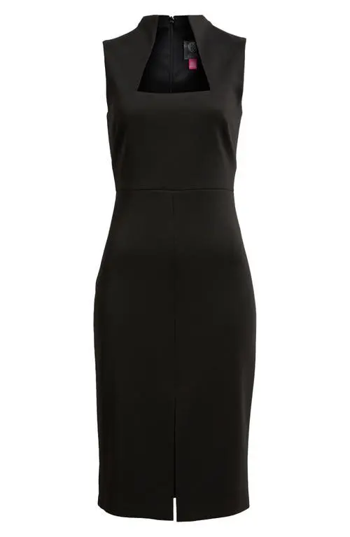 Vince Camuto Laser Cut Scuba Crepe Sheath Dress - Black