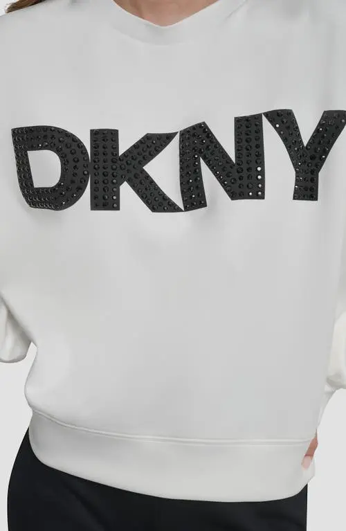 Dkny Embellished Logo Scuba Sweatshirt - Ivory