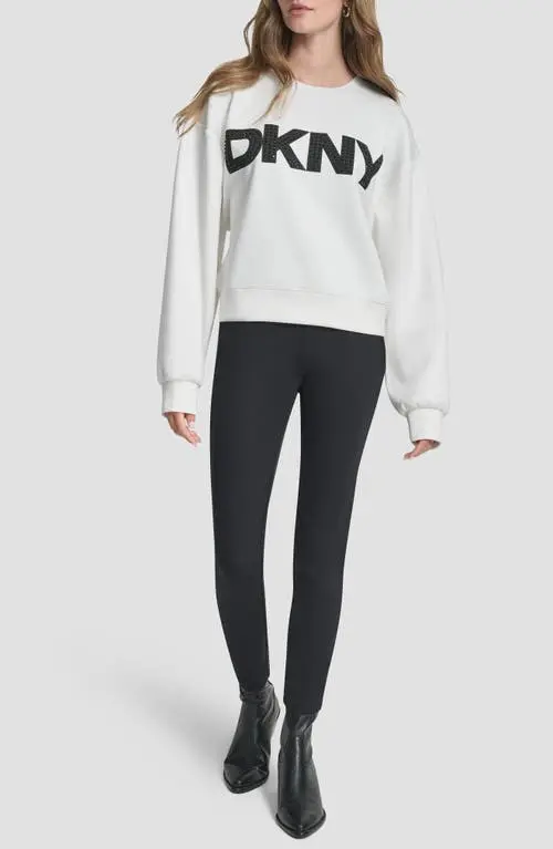 Dkny Embellished Logo Scuba Sweatshirt - Ivory