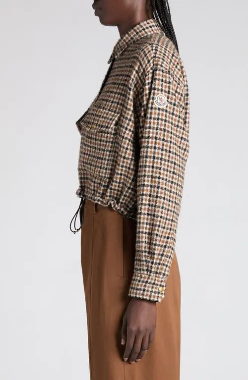Moncler Houndstooth Wool Blend Blouson Jacket