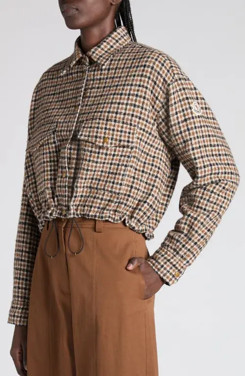 Moncler Houndstooth Wool Blend Blouson Jacket
