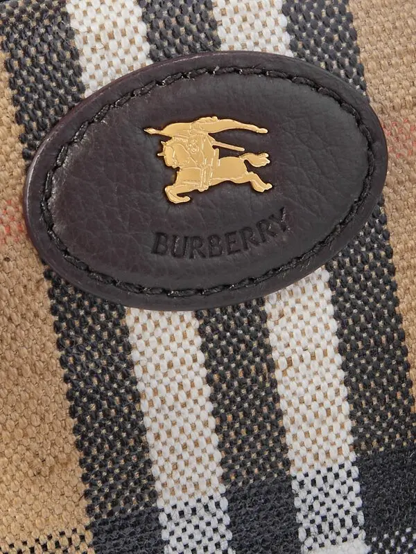 Burberry Mini Leather-trimmed Checked Coated-canvas Top Handle Bag