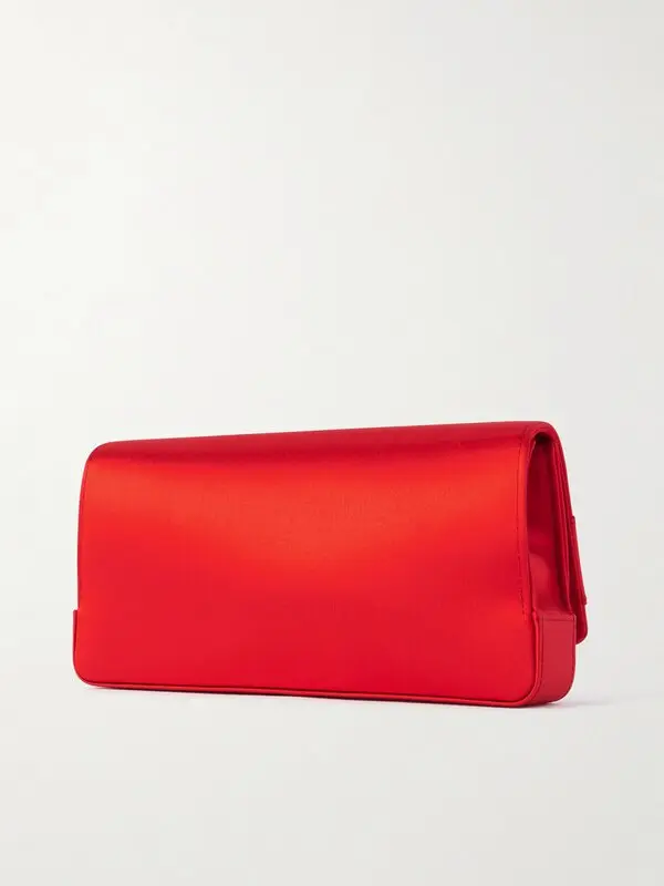Manolo Blahnik Gothisi Crystal-embellished Satin Clutch - Red