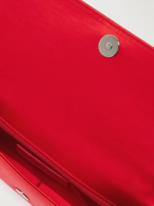 Manolo Blahnik Gothisi Crystal-embellished Satin Clutch - Red