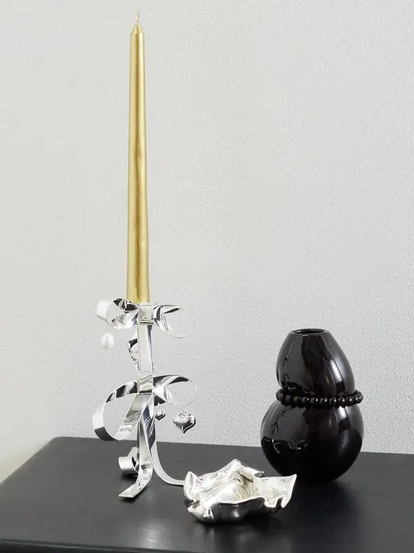 Completedworks Pearl-embellished -plated Candle Holder