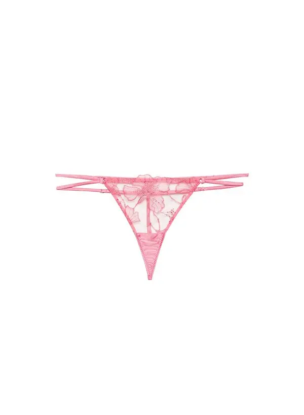 Fleur Du Mal Harper Embroidery V-string - Pink Cadillac