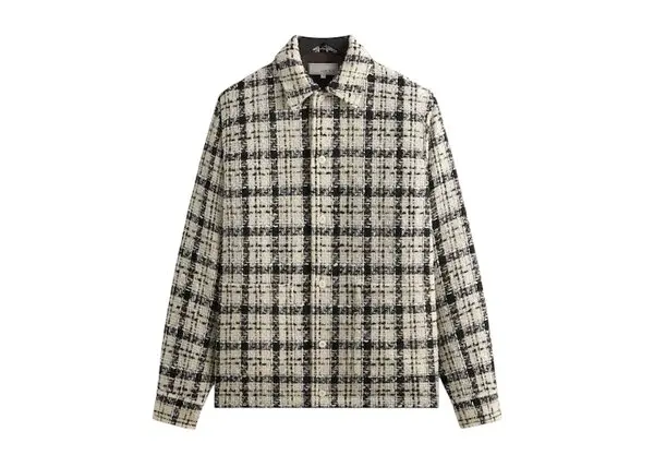 Kith Kin Windowpane Boucle Long Shirt Boxy Collared Overshirt