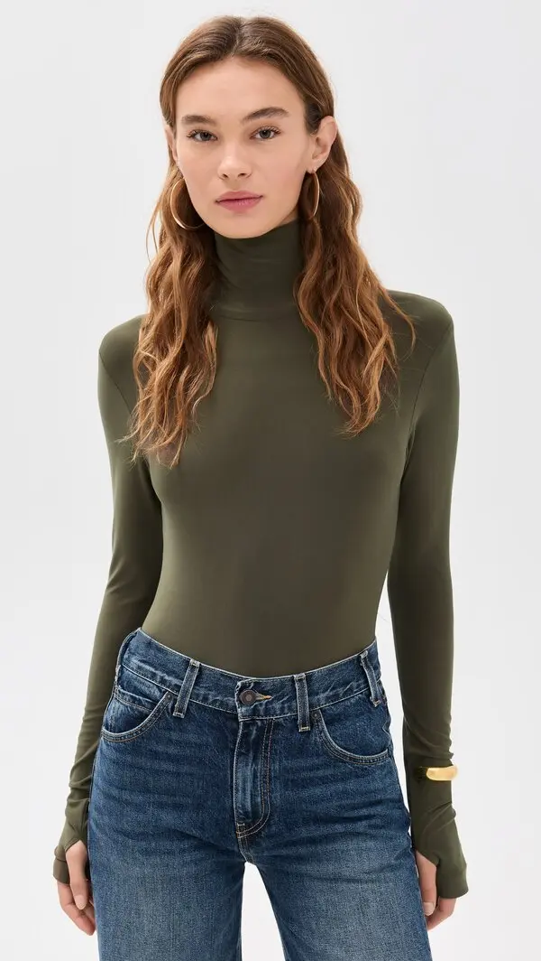Norma Kamali Long Sleeve Turtle Bodysuit