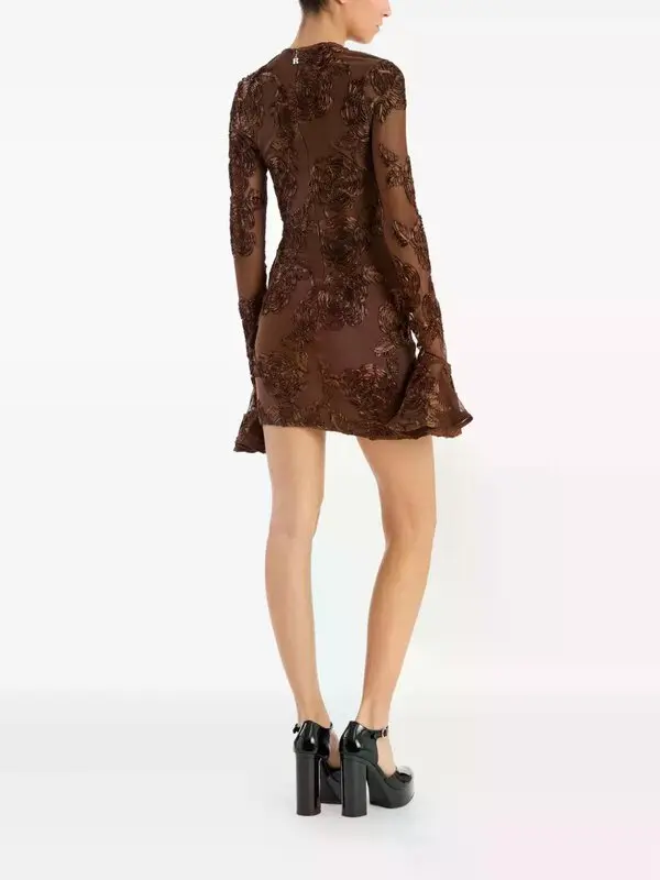 Remain Birger Christensen Floral Mesh Mini Dress - Brown