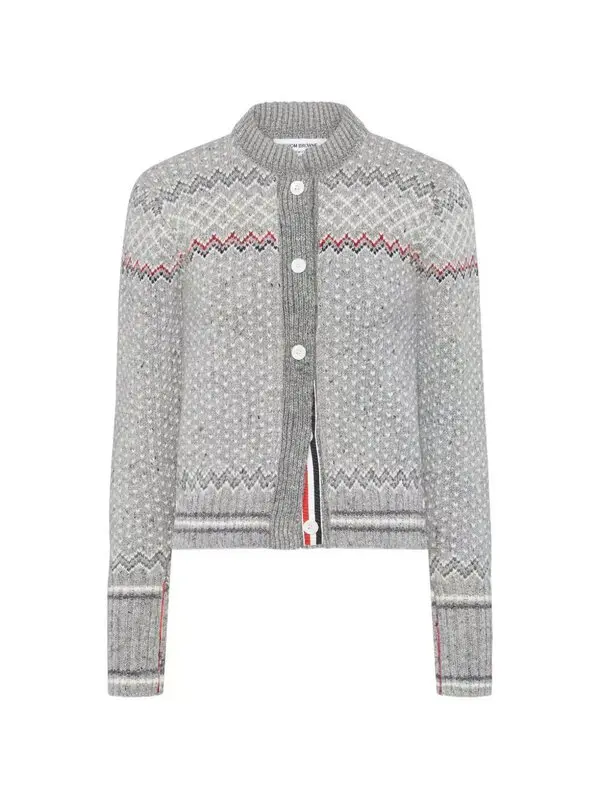 Thom Browne Striped Trim Cardigan - Grey