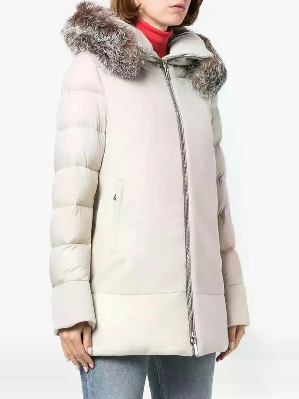 MOORER Padded Jacket With Fur Trim Hood