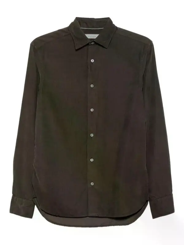Canali Corduroy Long-sleeve Shirt - Brown