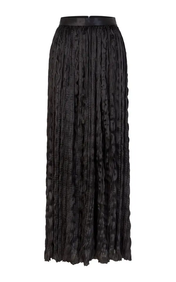 HEIRLOME Emma Pleated Satin Maxi Skirt