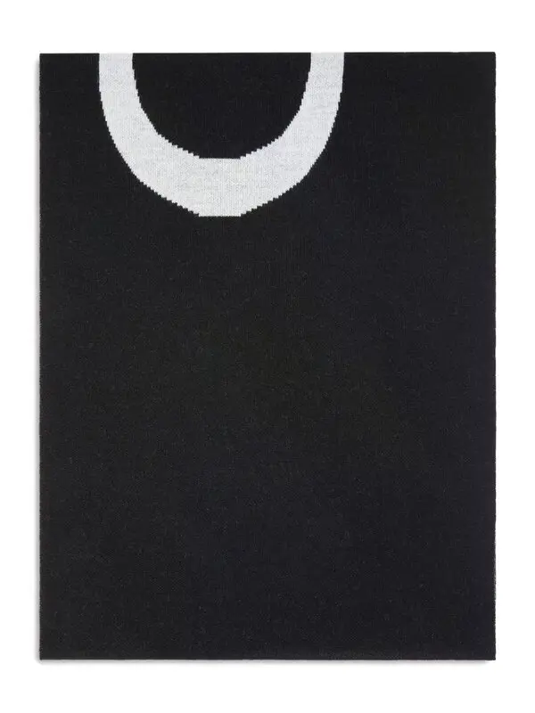 Pinko Logo-detail Wool Scarf - Black
