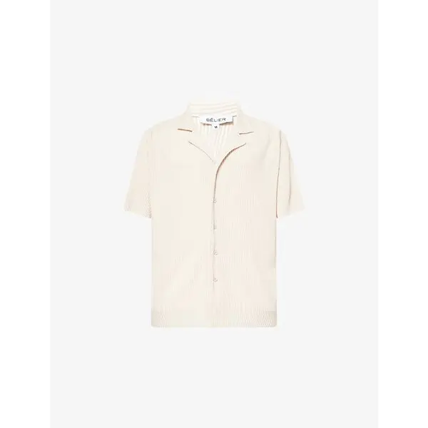 BELIER Pleated Short Sleeve Stretch-woven Shirt - Ecru