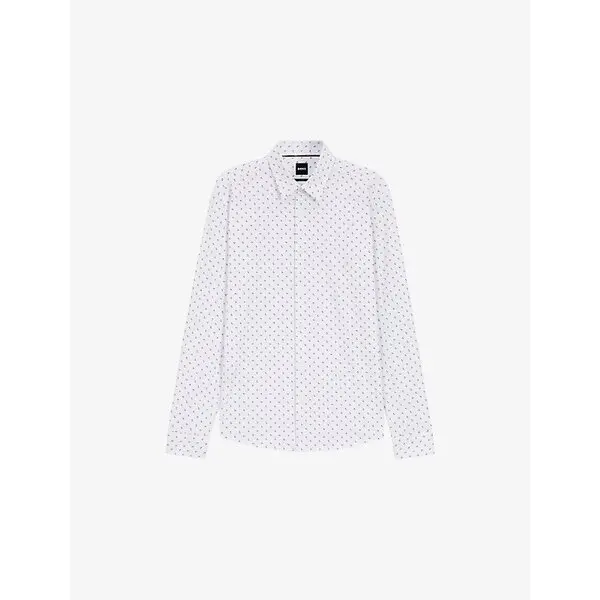 BOSS Printed Slim-fit Woven Shirt - White