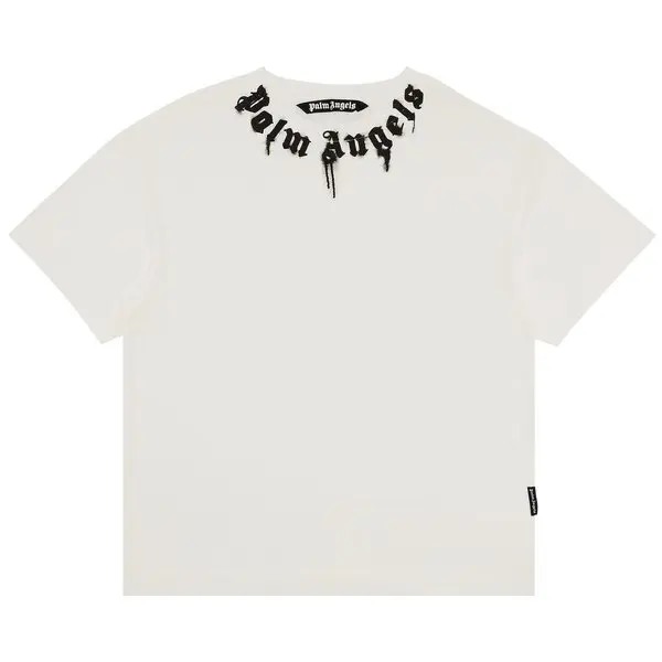 Palm Angels Neck Logo Tee - White