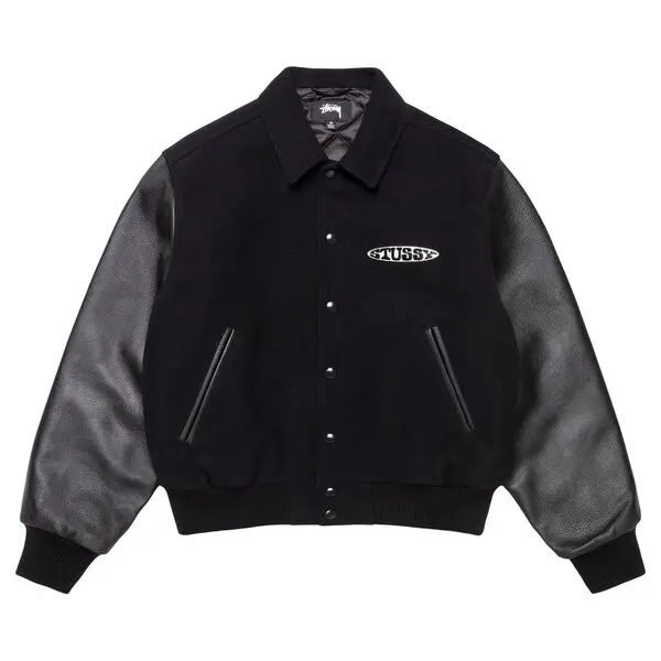 StÜssy Globe Varsity Jacket - Black
