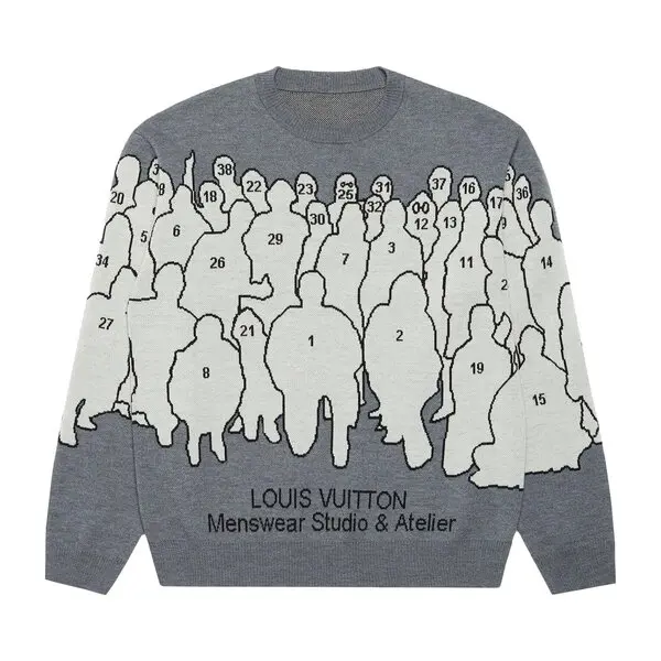 Louis Vuitton Studio Jacquard Crewneck Sweater Grey Editorialist - Main Image