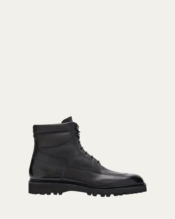 John Lobb Peak Leather Lace-up Boots With Rubber Sole