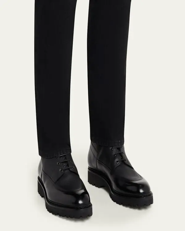 John Lobb Peak Leather Lace-up Boots With Rubber Sole
