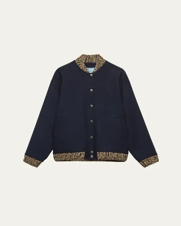 Prada Cashmere And Wool Bomber Jacket - Bleu