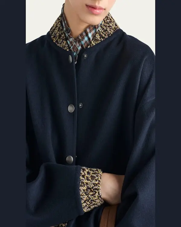 Prada Cashmere And Wool Bomber Jacket - Bleu