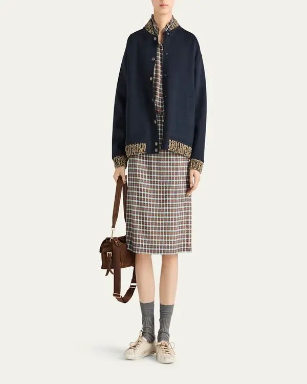 Prada Cashmere And Wool Bomber Jacket - Bleu