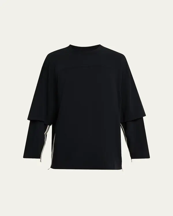 MORDECAI Double-layer Side Stripe Long-sleeve T-shirt - Black