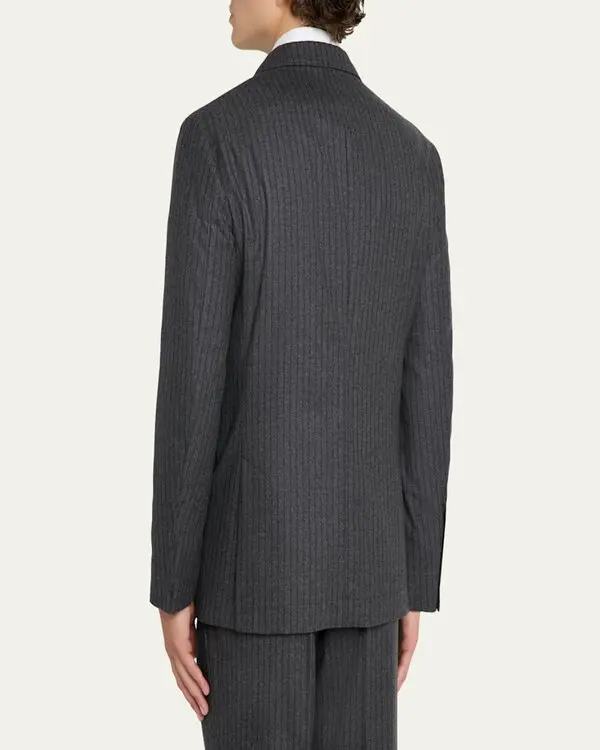 Brunello Cucinelli Virgin Wool Chalk Stripe Notch Lapel Sport Coat